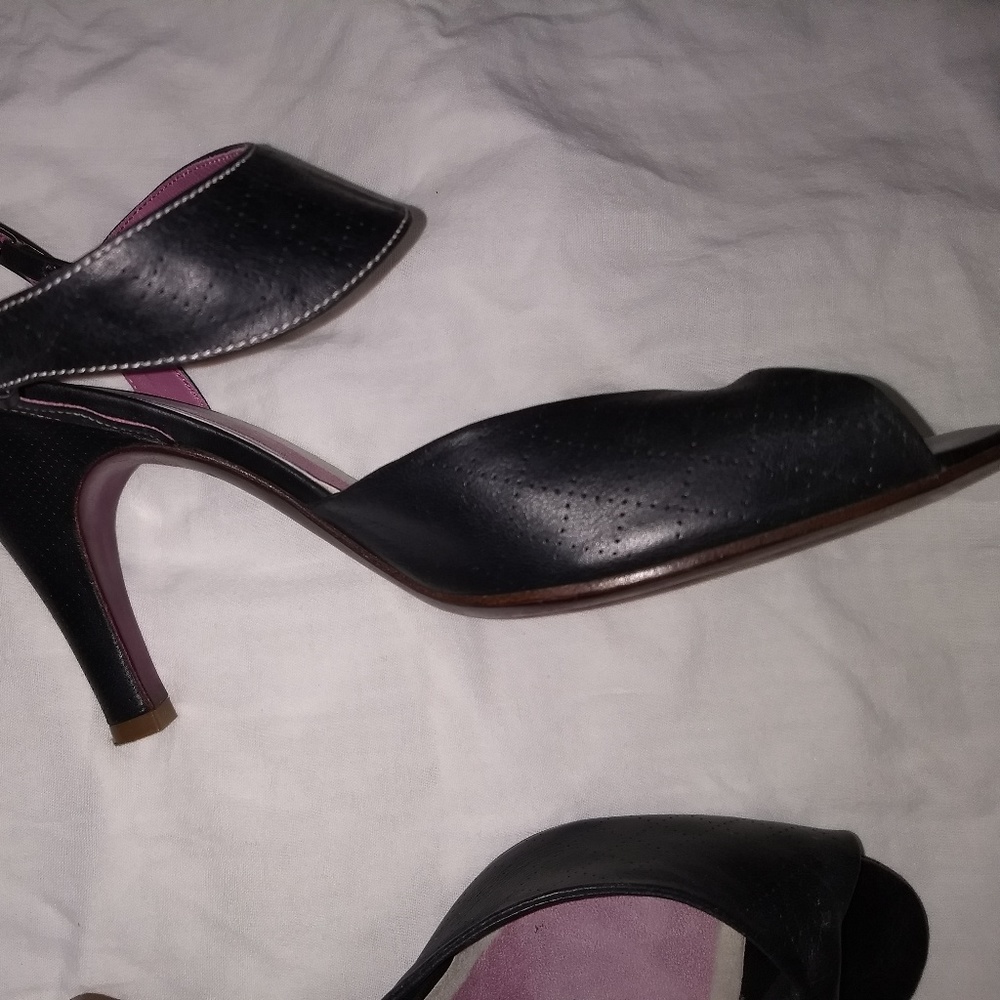 Hugo Boss Italian Leather Slingback Heels Black, Size… - Gem